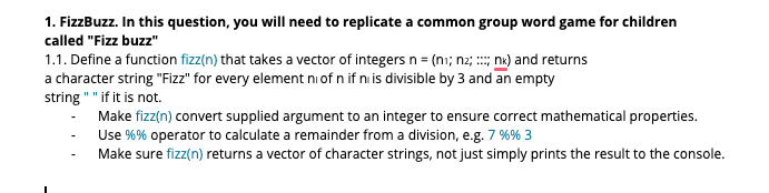 Solved 1. FizzBuzz. In this question, you will need to | Chegg.com