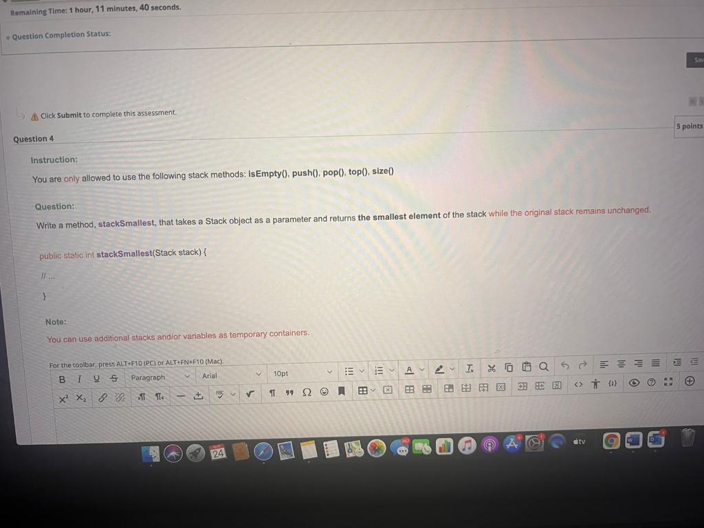 Solved Remaining Time: 1 hour, 11 minutes, 40 seconds. | Chegg.com