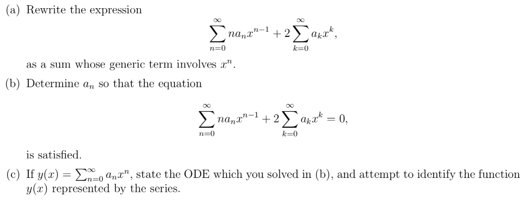 Solved (a) Rewrite the expression as a sum whose generic | Chegg.com