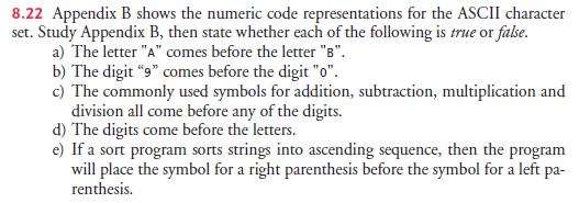 Solved 8.22 Appendix B shows the numeric code | Chegg.com