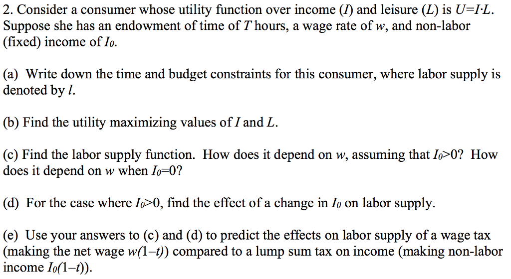 Solved 2. Consider a consumer whose utility function over | Chegg.com