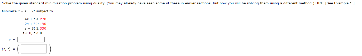 Solved Solve the given standard minimization problem using | Chegg.com