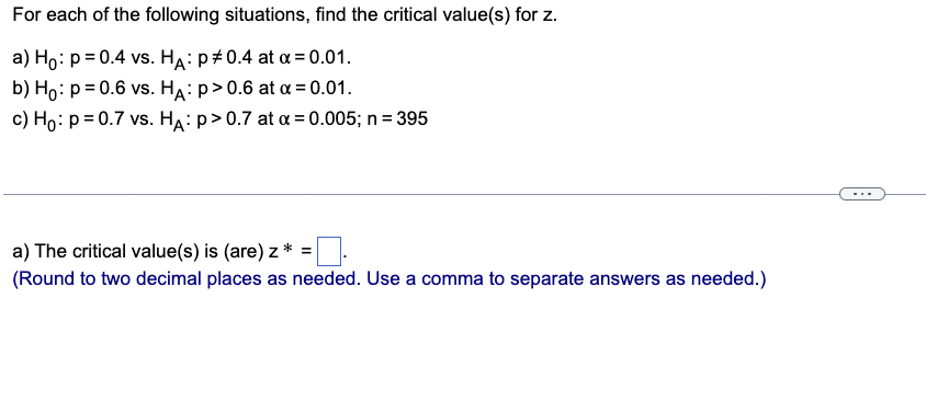 Solved For each of the following situations, find the | Chegg.com
