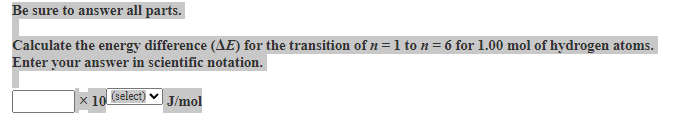 Solved Calculate the energy difference ( ΔE ) for the | Chegg.com