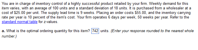 Solved a.What is the optimal ordering quantity for this | Chegg.com