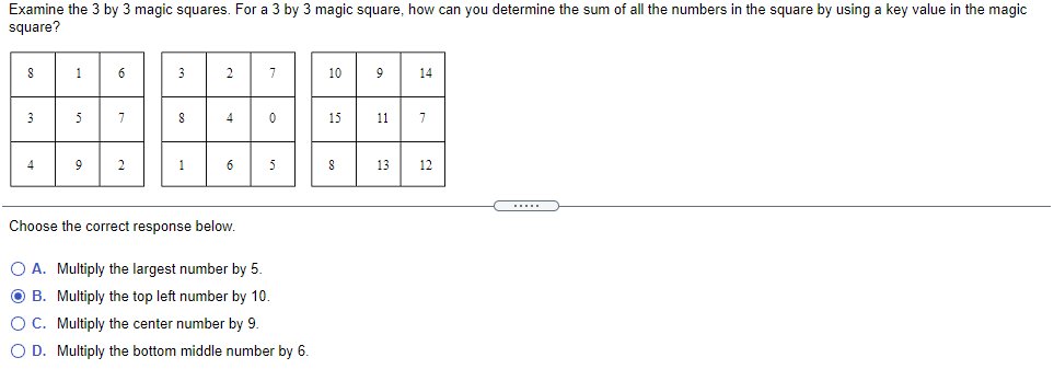 Solved Examine the 3 by 3 magic squares. For a 3 by 3 magic | Chegg.com