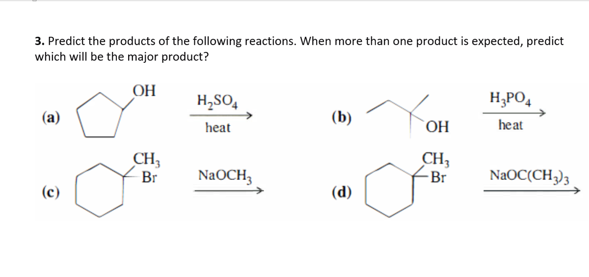 Solved 3. Predict the products of the following reactions. | Chegg.com