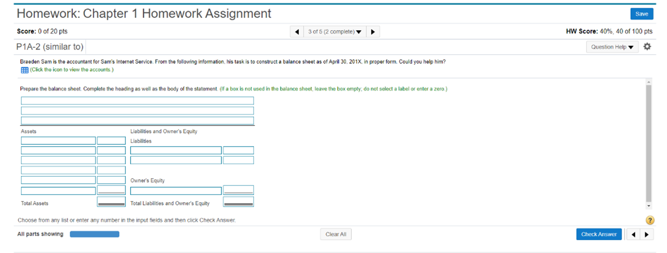 Save 3 of 5 (2 complete) HW Score: 40%, 40 of 100 pts | Chegg.com