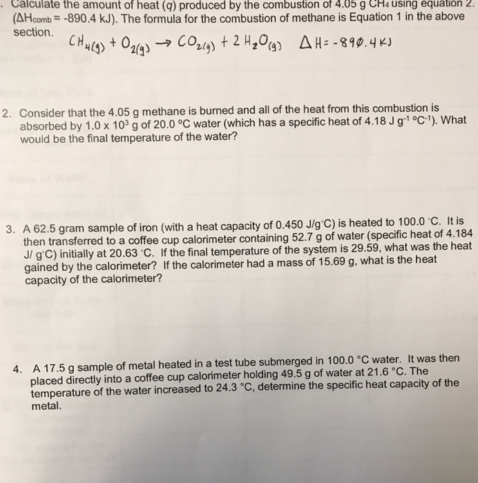 Solved Calculate the amount of heat (q) produced by the | Chegg.com