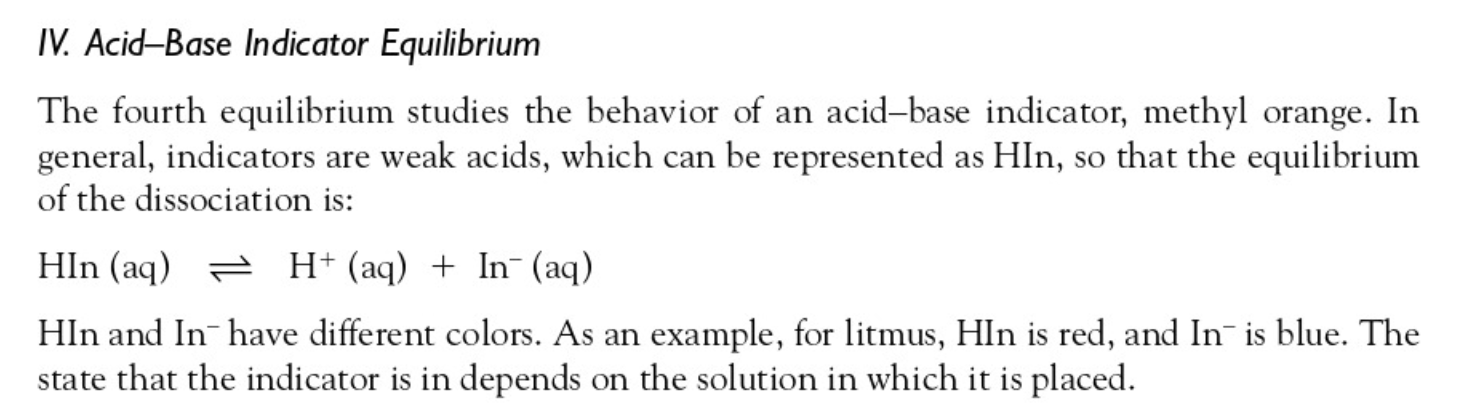 Solved IV. Acid-Base Indicator Equilibrium The fourth | Chegg.com
