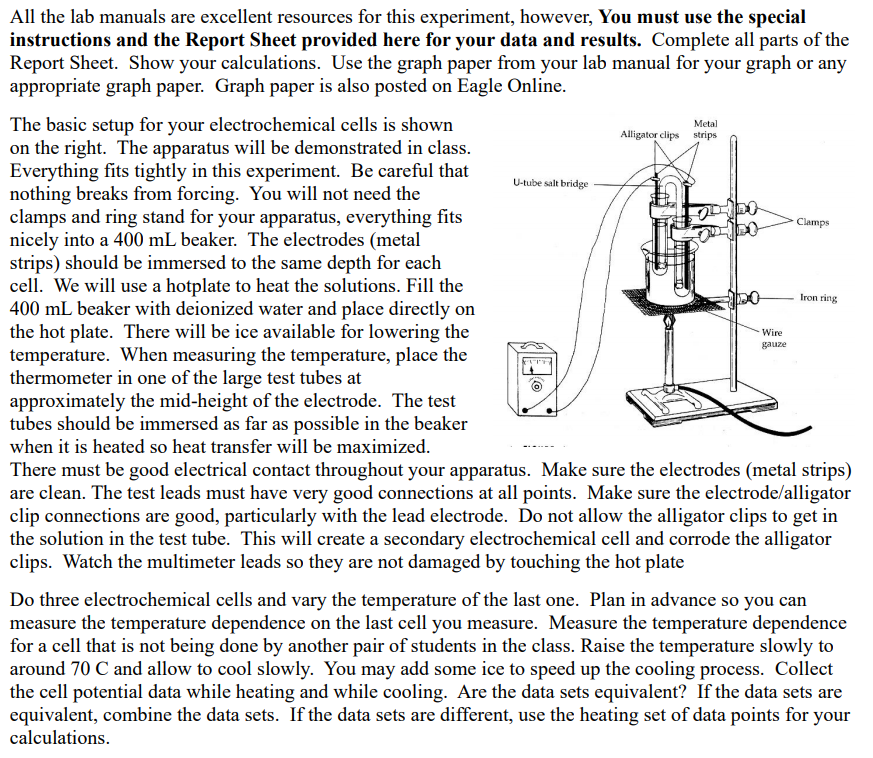 Solved Metal Clamps Wire gauze All the lab manuals are | Chegg.com
