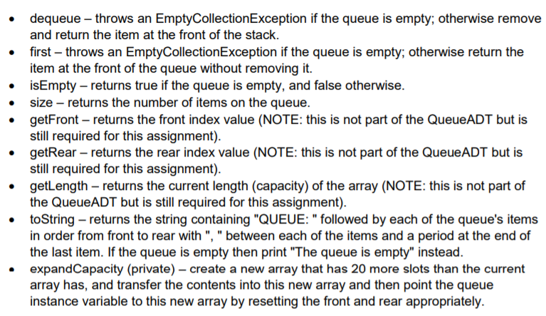 Solved CircularArrayQueue.java This class represents a Queue | Chegg.com