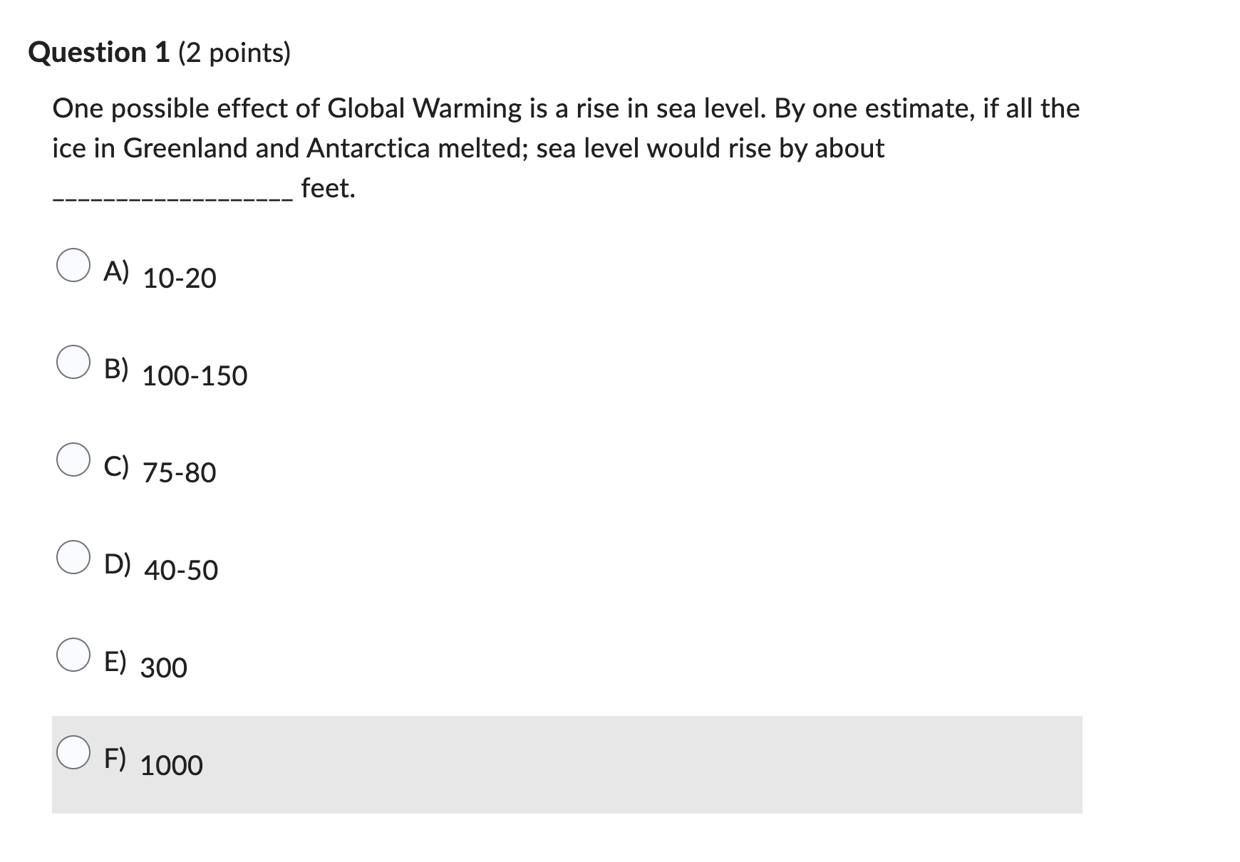 Solved Question 1 (2 ﻿points)One possible effect of ﻿Global | Chegg.com