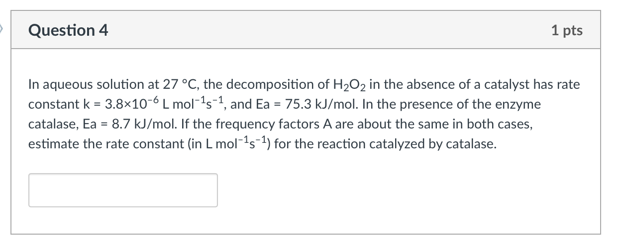 Solved Question 41 ptsIn ﻿aqueous solution at 27°C, ﻿the | Chegg.com