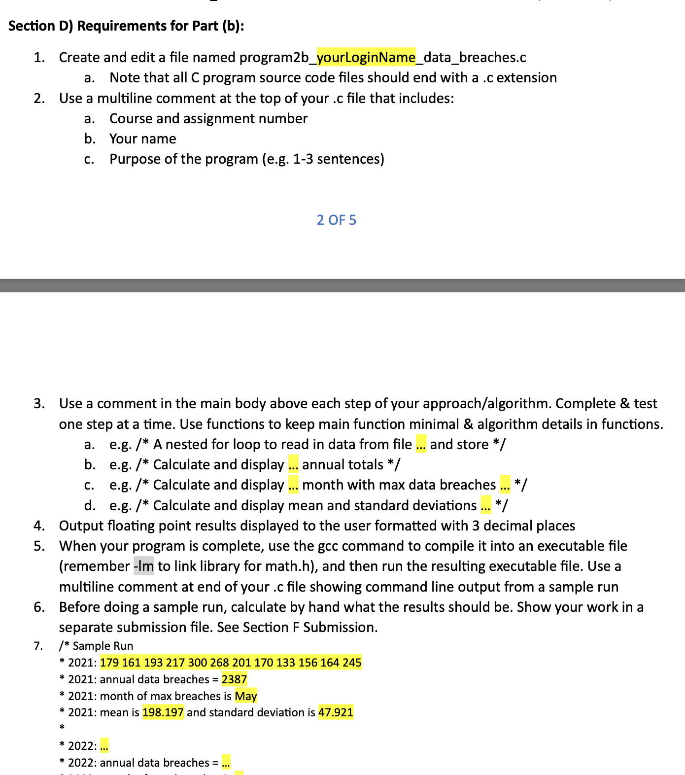 Solved Section D) Requirements for Part (b): 1. Create and | Chegg.com