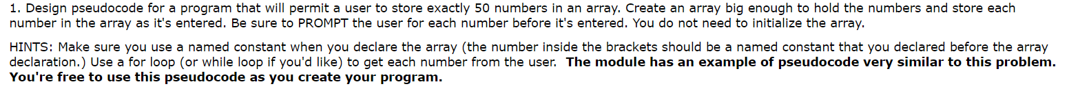 Solved 1. Design pseudocode for a program that will permit a | Chegg.com