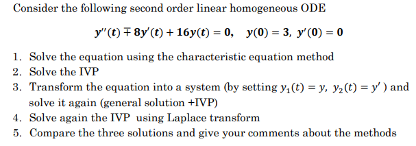 Solved Consider the following second order linear | Chegg.com