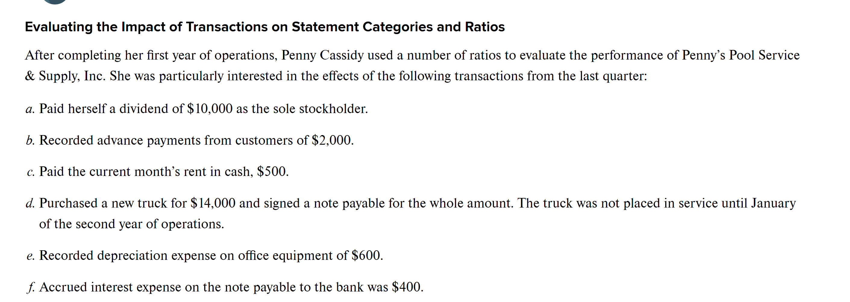 Solved Evaluating the Impact of Transactions on Statement | Chegg.com