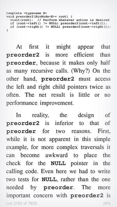 Solved 5.4 Explain why function preorder2 from Section 5.2 | Chegg.com Solved 5.4 Explain why function preorder2 from Section 5.2 | Chegg.com