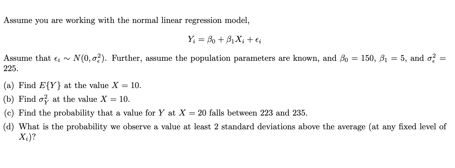 Solved Assume You Are Working With The Normal Linear 5947