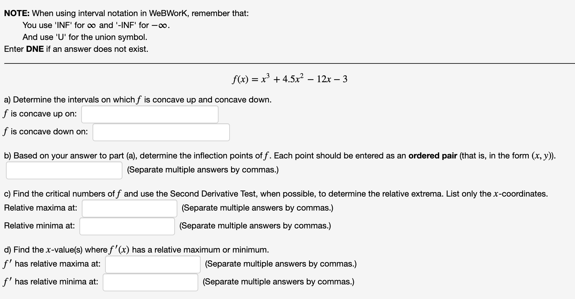 Solved NOTE: When using interval notation in WebWork, | Chegg.com