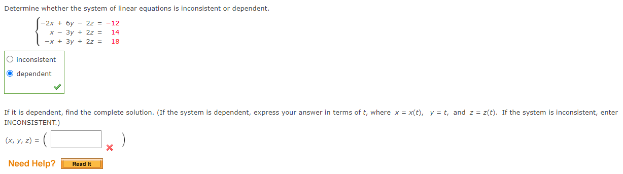 Solved Determine whether the system of linear equations is | Chegg.com