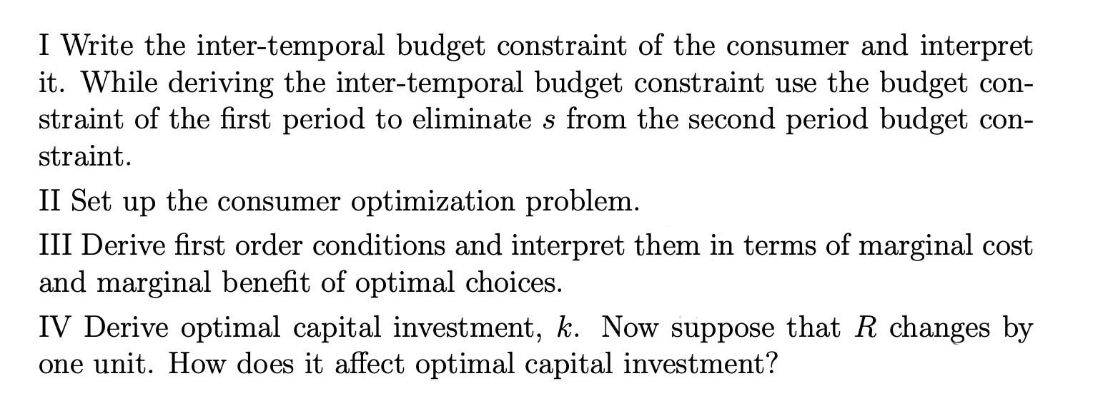 Solved Question 1. (Consumption-Saving Problem): Suppose | Chegg.com