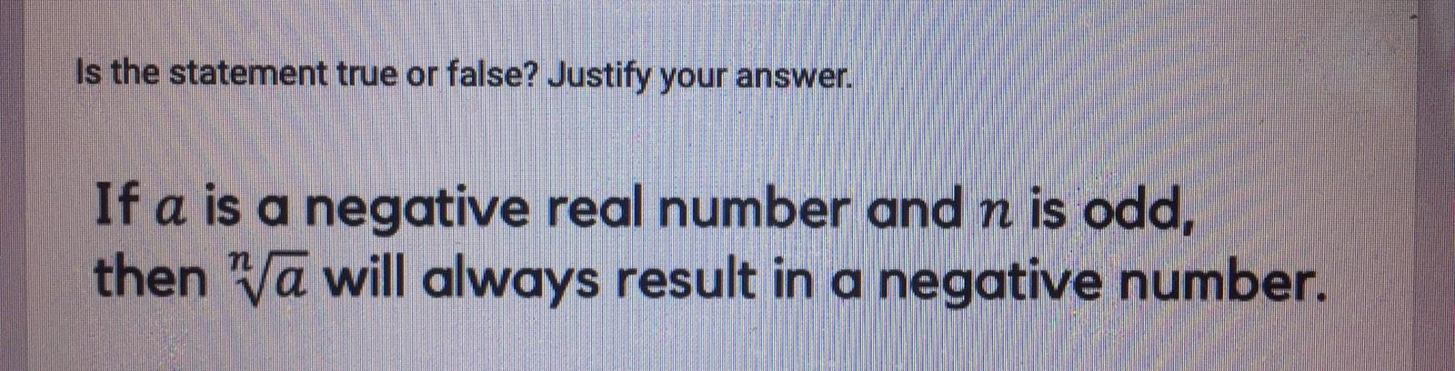 Solved Is the statement true or false? Justify your answer. | Chegg.com