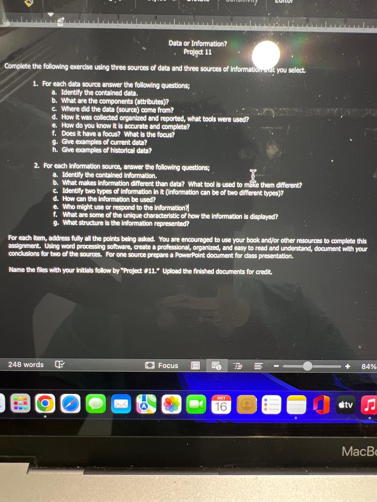 Solved Data Or Information Project 11 Complete The Chegg
