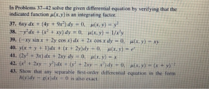 Solved in Problems 37-42 solve the given differential | Chegg.com