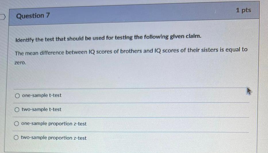 Solved Identify The Test That Should Be Used For Testing The 3266