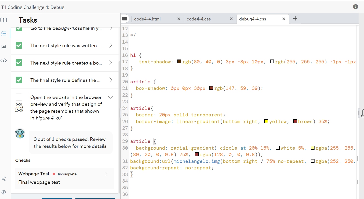 I have to debug this challenge but it saying that it | Chegg.com