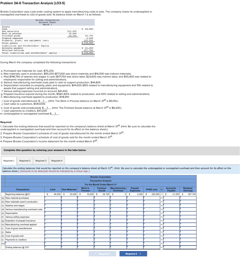 Solved Problem 3A-6 Transaction Analysis (LO3-5) Brooks | Chegg.com