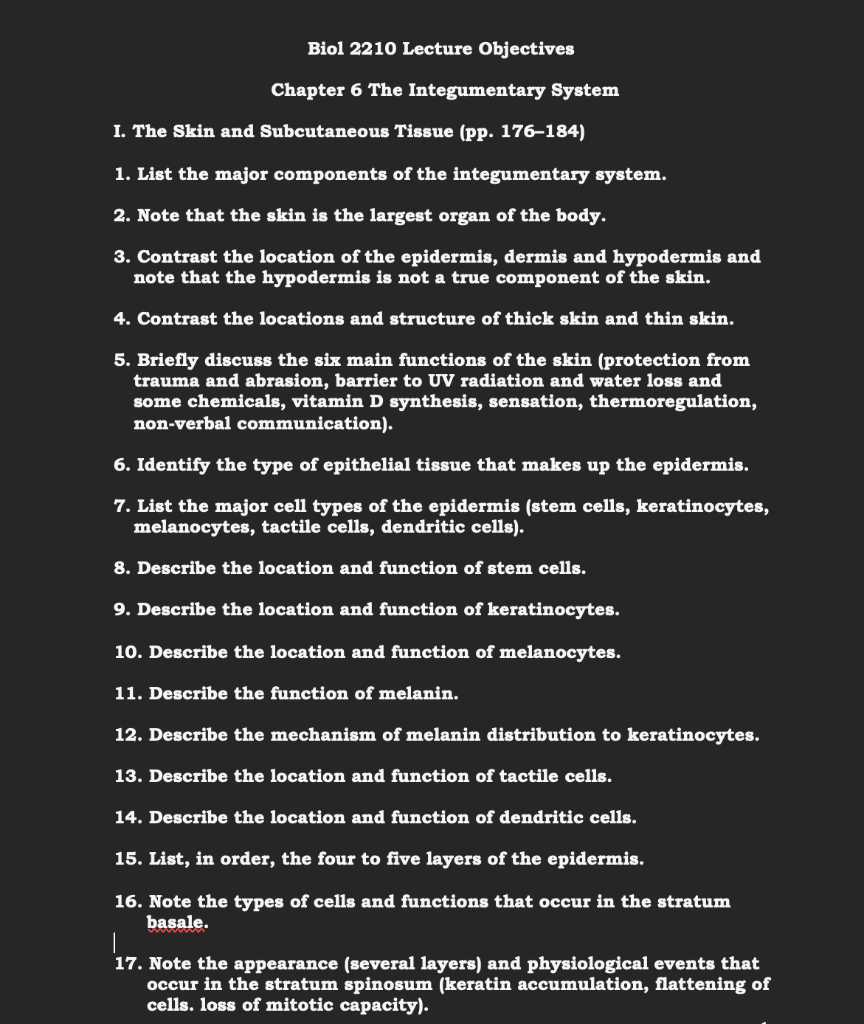 Solved Biol 2210 Lecture Objectives Chapter 6 The | Chegg.com