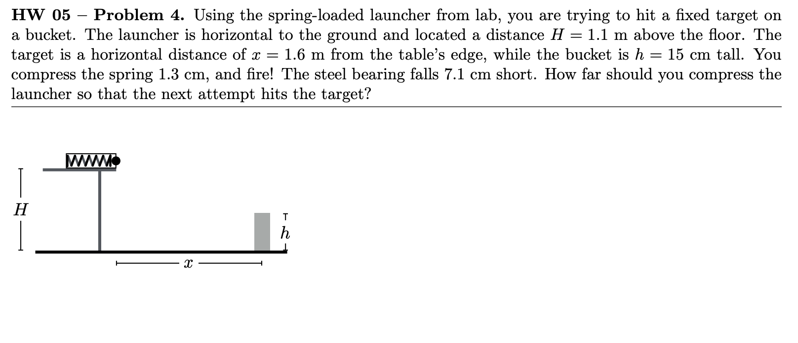 Solved HW 05 - Problem 4. Using the spring-loaded launcher | Chegg.com