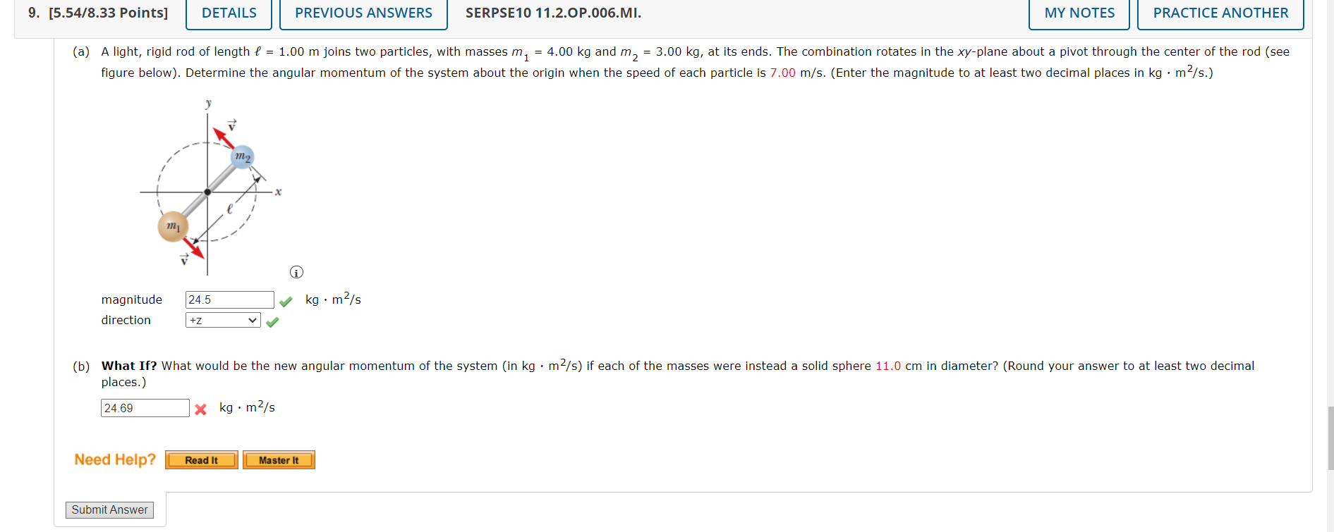 Solved magnitudeplaces.)×kg*m2sNeed Help? | Chegg.com