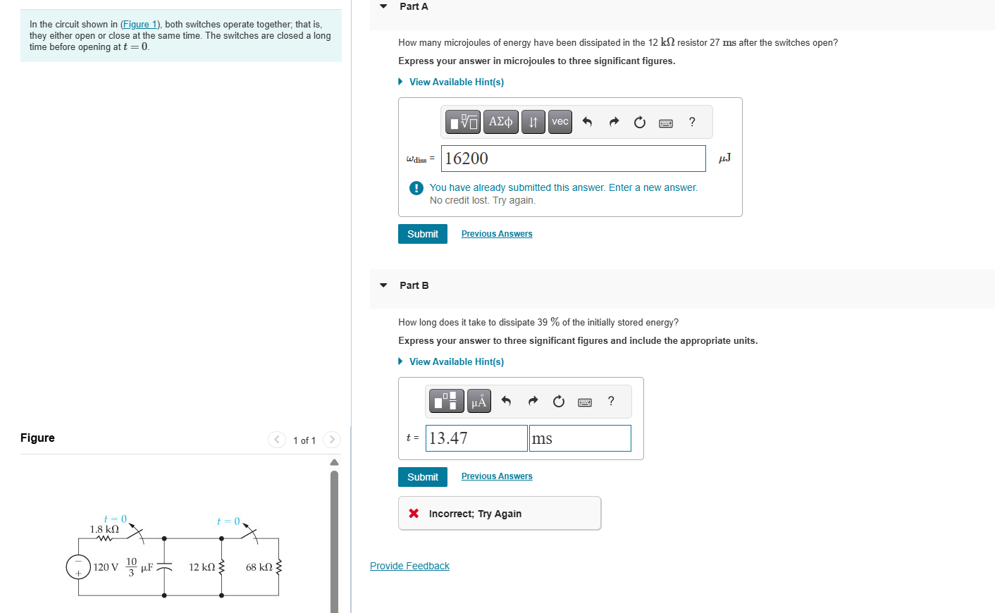 Solved In the circuit shown in (Figure 1), ﻿both switches | Chegg.com