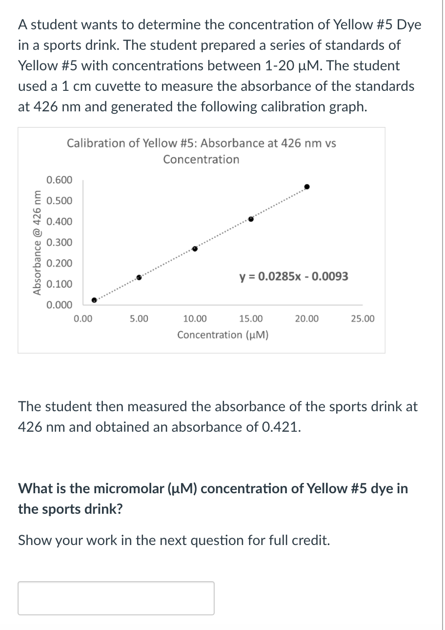 Solved A student wants to determine the concentration of | Chegg.com