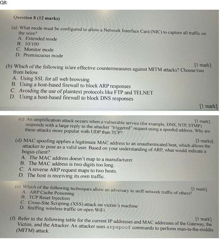 Solved (a) What mode must be configured to allow a Network | Chegg.com