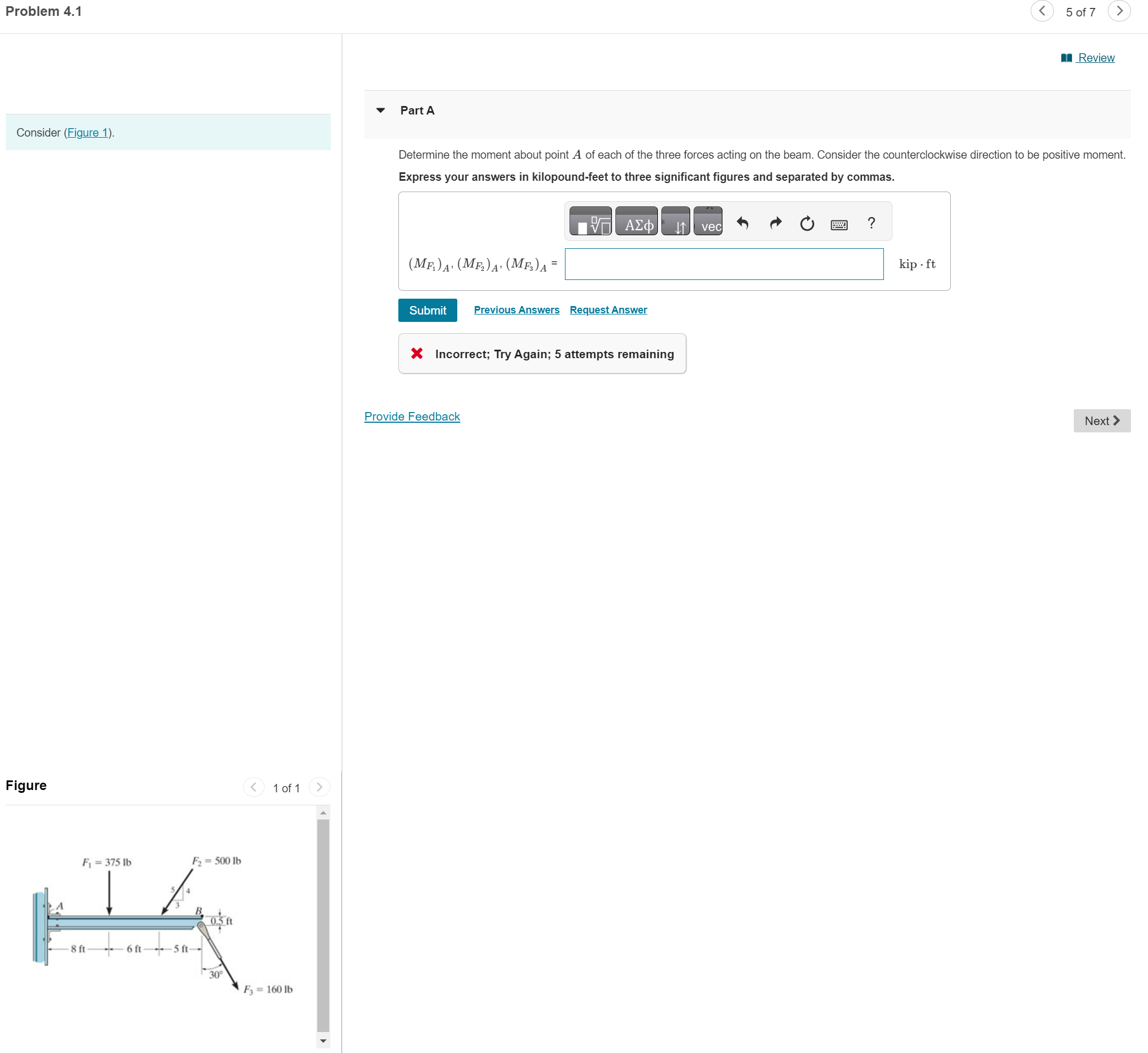 Solved Determine the moment about point A of each of the | Chegg.com