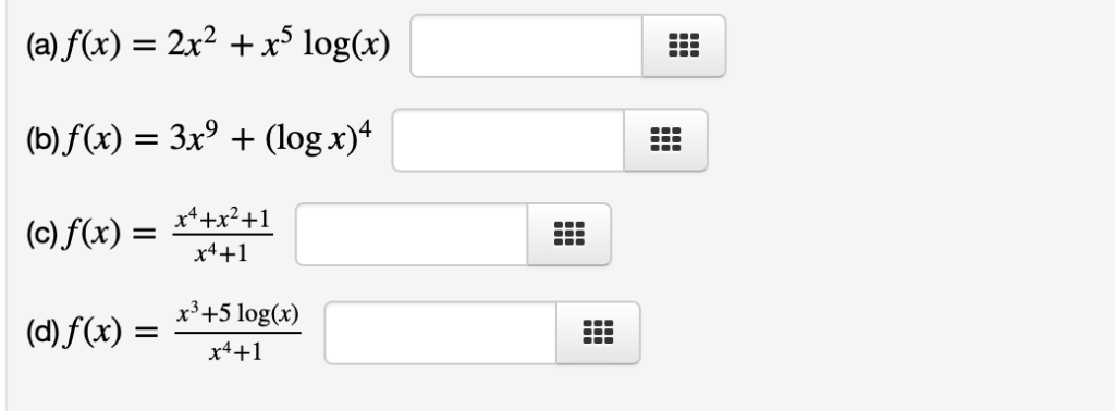 Solved (1 point) Find the least integer n such that f(x) is | Chegg.com