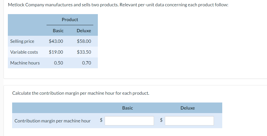 Solved Metlock Company manufactures and sells two products. | Chegg.com Solved Metlock Company manufactures and sells two products. | Chegg.com
