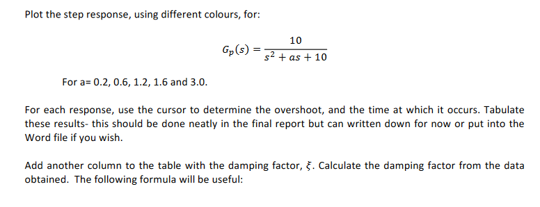 Solved Plot the step response, using different colours, | Chegg.com
