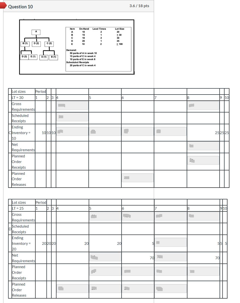 Solved I have to solve this MRP Matrix for Operations | Chegg.com