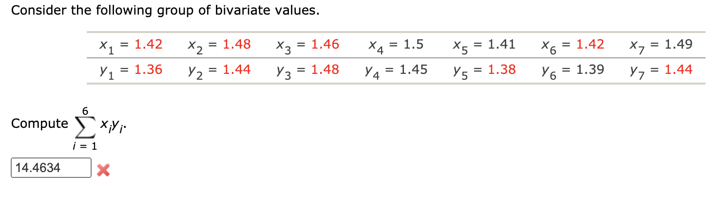 Solved Consider the following group of bivariate values. X1 | Chegg.com