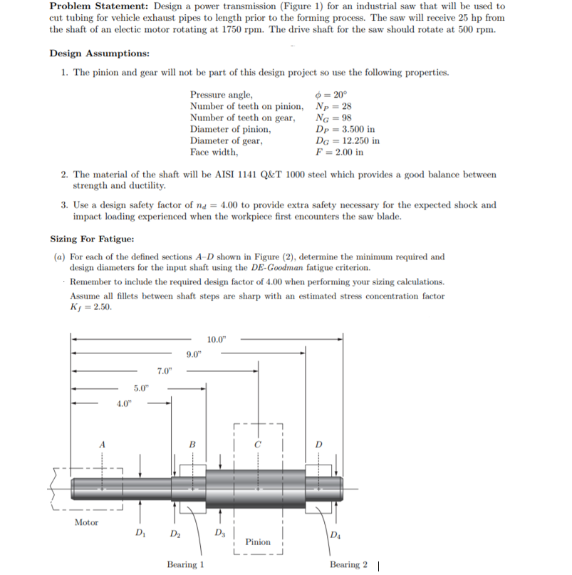 Problem Statement: Design a power transmission | Chegg.com
