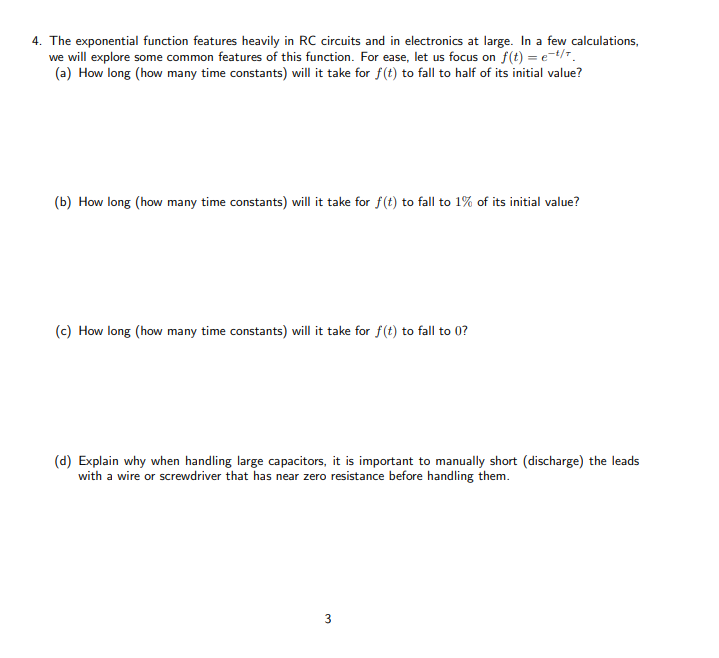 Solved 4. The exponential function features heavily in RC | Chegg.com
