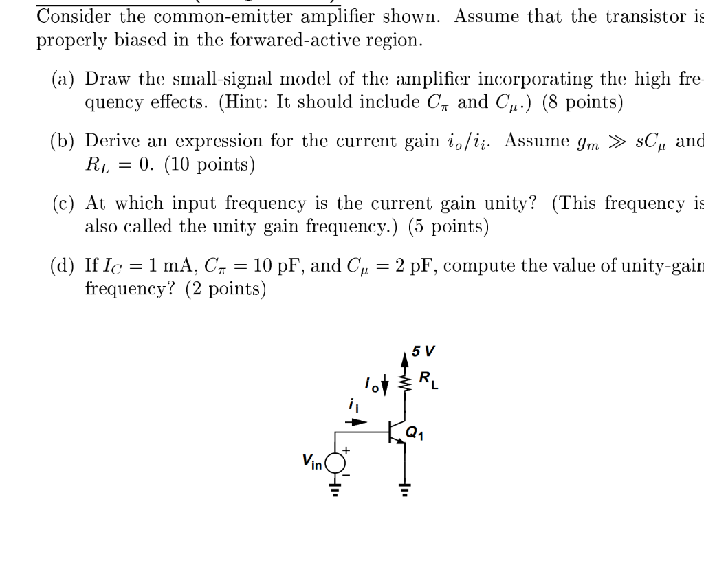 Solved Consider the common-emitter amplifier shown. Assume | Chegg.com