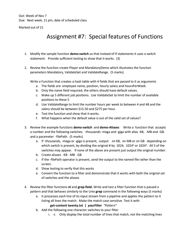Solved 1. Modify the sample function demo-switch so that | Chegg.com