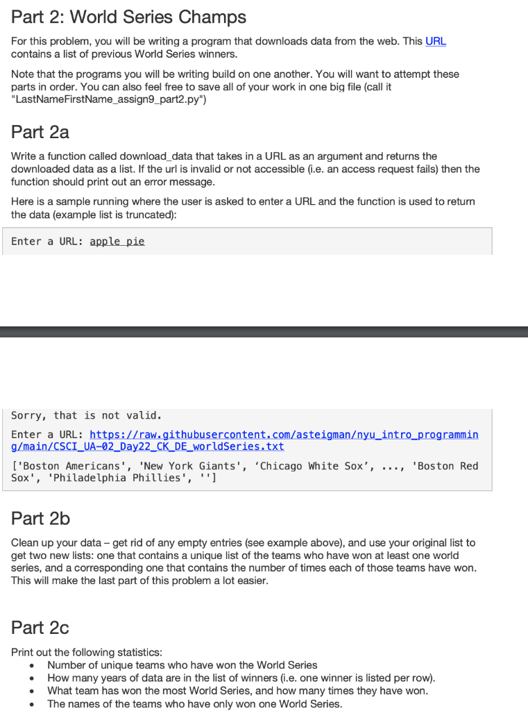 Solved Part 2: World Series Champs For this problem, you | Chegg.com